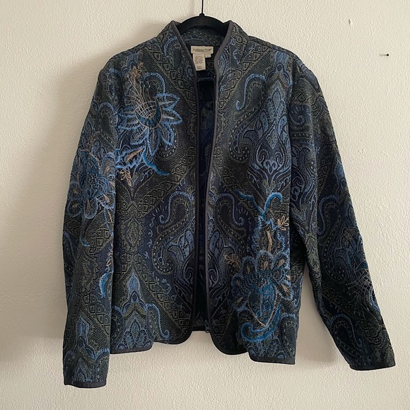 Jackets & Coats | Vintage Floral Embroidered Zip Jacket | Poshmark
